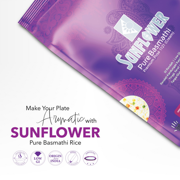 Sunflower Pure Basmathi Premium Pusa 1121 (cream) 5kg – WholesomeLiving.my